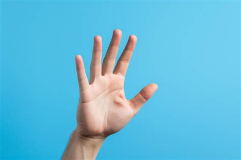 Premium Photo High Five Hand Gesture On Blue Background