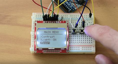 Меню на ЖК дисплее Nokia 5110 с Arduino Electronics Lab Arduino