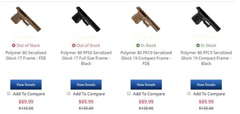 Polymer PFC Serialized Glock Compact Frame Various Colors Gun Deals