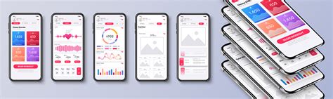 다른 Ui Ux Gui 화면 피트니스 응용 프로그램 및 모바일 앱에 대한 평면 웹 아이콘 응답 웹 사이트를 포함 웹 디자인 및