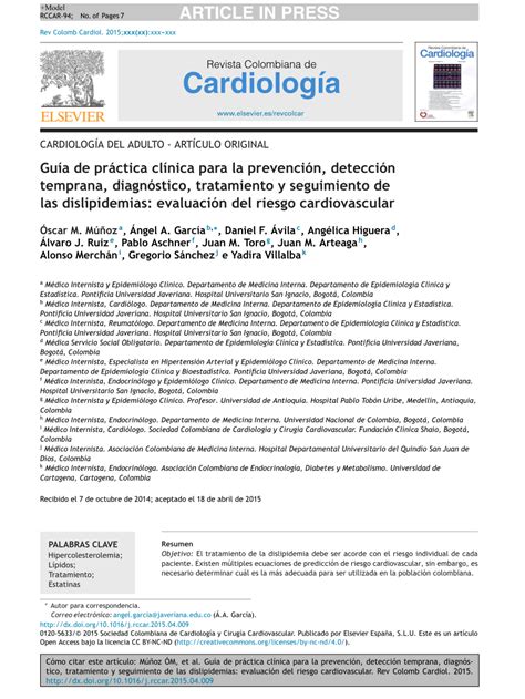 Pdf Guía De Práctica Clínica Para La Prevención Detección Temprana