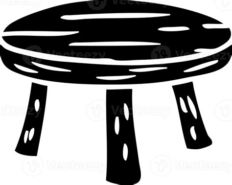 Line Drawing Of A Small Wooden Stool Solid Black Icon 45462286 Png