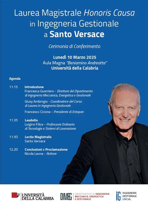 Laurea Magistrale Honoris Causa In Ingegneria Gestionale A Santo Versace