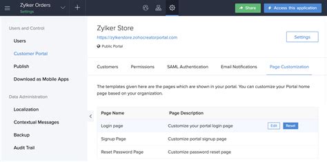 Customize Customer Portal Pages Manageengine Appcreator Help