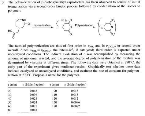 3 The Polymerization Of Carboxymethyl Caprolactam Has Been Observed To Consist Of Initial