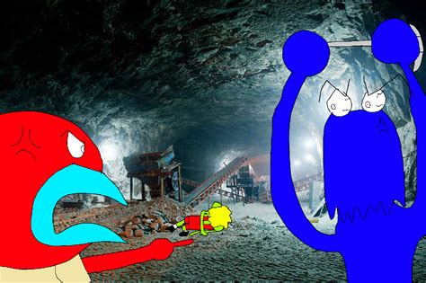 Blue Guygreen Guy And Red Duck Fighting Inspired By The Dhmis Fight