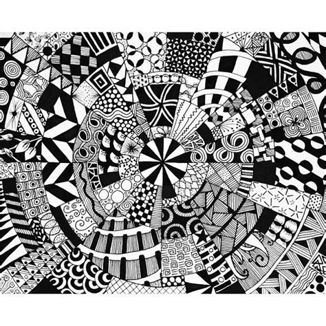 Full Page Of Zentangle Patterns In Black And White