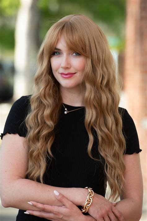 Strawberry Blonde Wig Long Wavy Golden Blonde Wig With Bangs Amelie Etsy