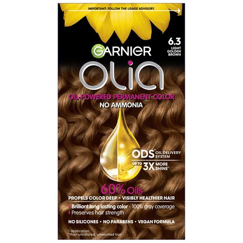 Garnier Olia Oil Powered Ammonia Free Permanent Hair Color 63 Light Golden Brown 1 Kit