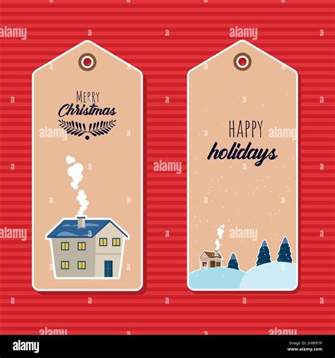Merry Christmas Two Tags Stock Vector Image And Art Alamy
