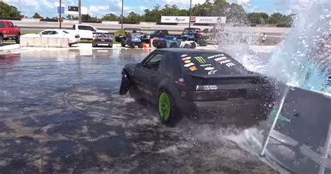 Watch Vaughn Gittin Jr Literally Crash A Pool Party With His Mustang RTR X