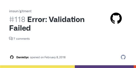 Error Validation Failed Issue Imsun Gitment Github