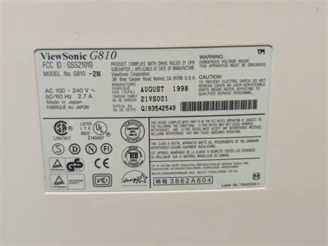 Viewsonic G810 21vs001 Crt Database