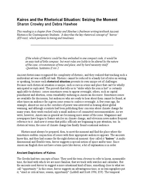 Kairos And The Rhetorical Situation Rhetoric Politics General