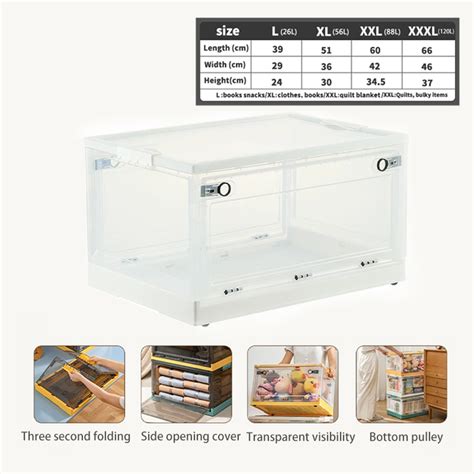 Large Storage Bins With Lids Stackable Foldable Plastic Storage Boxes With Buckles And Handles