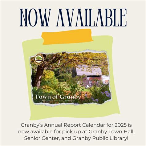 Town Granbys Annual Report Calendar For 2024 Is Now Available For
