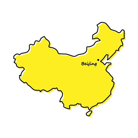 Sencillo Contorno Mapa De China Con Capital Ubicación 21854871 Vector