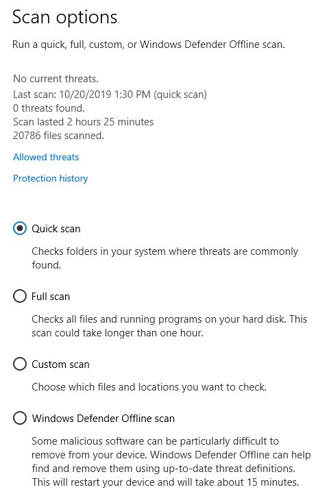 Windows Defender 바이러스 백신에 대한 자체 검사 일정을 설정하는 방법