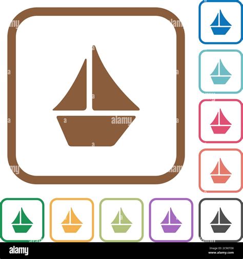 Sailboat Simple Icons In Color Rounded Square Frames On White Background Stock Vector Image