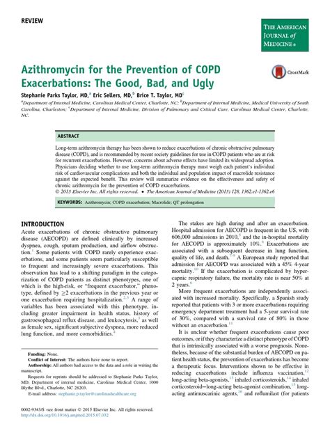 Azithromycin For The Prevention Of Copd Exacerbations Pdf Chronic Obstructive Pulmonary