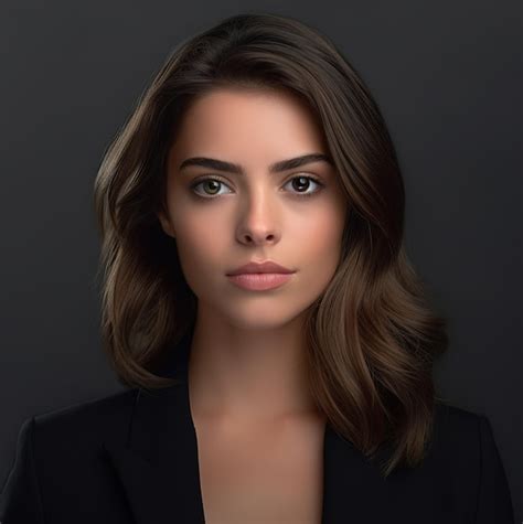 Premium Ai Image A Woman With Brown Hair And A Black Blazer Stands In