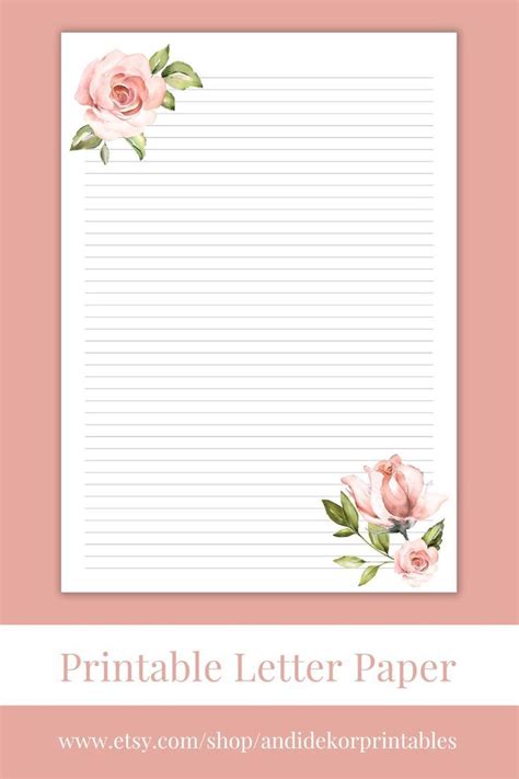 Floral Printable Letter Paper Letter Writing Set Letter Writing Paper