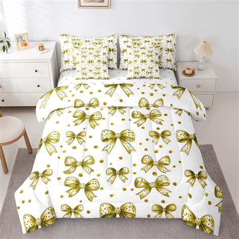 Erosebridal Princess Bowknot Bed In A Bag Twin Size For Girls Yellow