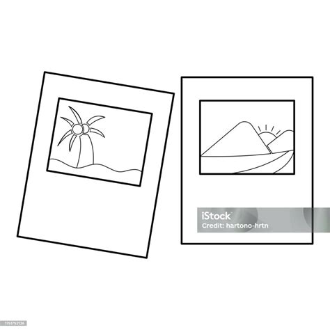 종이 사진 라인 아트입니다 여행 테마와 라인 아트 벡터 스타일이 있는 벡터 그림입니다 거친에 대한 스톡 벡터 아트 및 기타 이미지 거친 공란 디자인 Istock