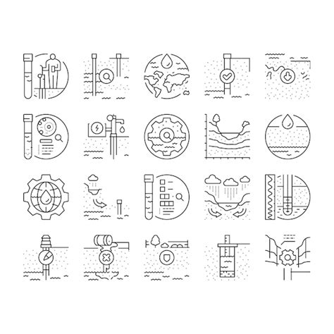Premium Vector Hydrogeologist Industrial Icons Set Vector