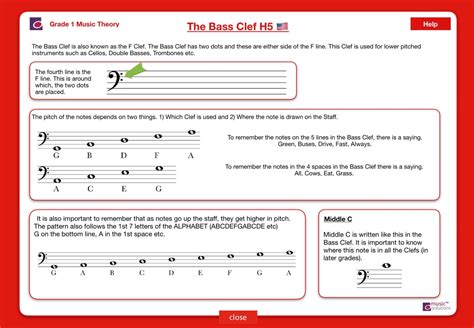 Beginner Music Theory Interactive And Printable 5 The Bass Clef Us
