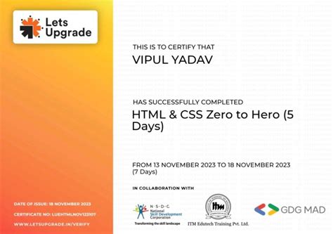 Vipul Yadav On Linkedin Hey Everyone I Am Excited To Share That I Have Completed The Html And Css
