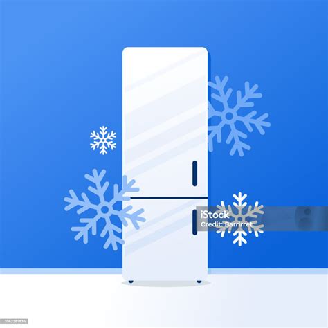 冷蔵庫家電 Snoflakes の冷ややかな鮮度概念冷凍庫ベクトル図の白い冷蔵庫 アイコンのベクターアート素材や画像を多数ご用意