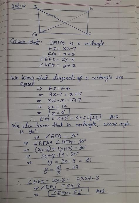 [solved] help please given rectangle defg if fd 3x 7 and eg x