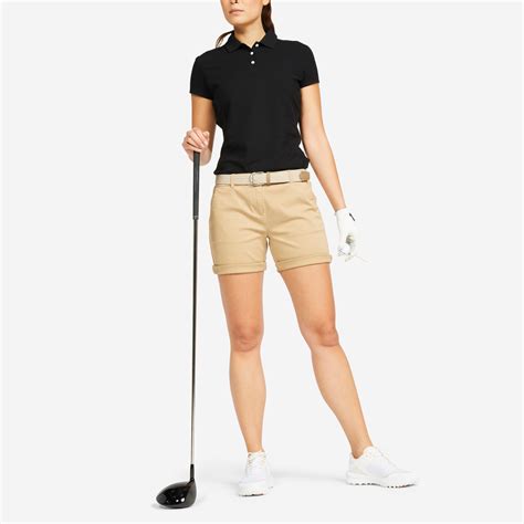 Womens Golf Chino Shorts Mw 500 Beige Cappuccino Beige Inesis