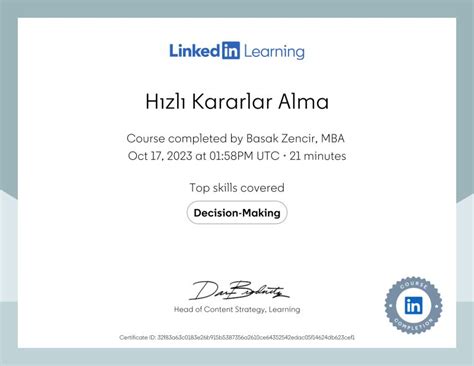 Basak Z On Linkedin Certificate Of Completion