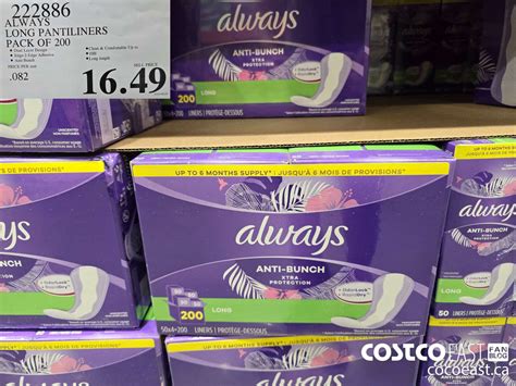 222886 Always Long Pantiliners Pack Of 200 16 49 Costco East Fan Blog