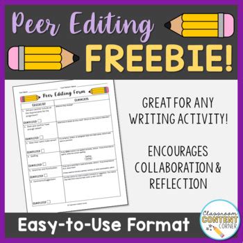 Peer Editing Form By HistoryTeach27 Teachers Pay Teachers