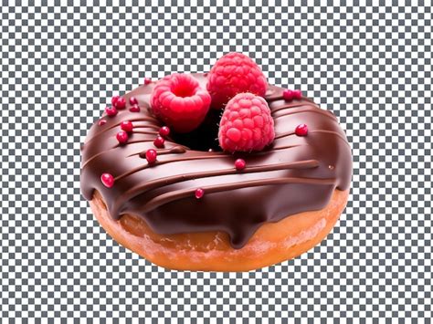 Premium Psd Delicious Raspberry Chocolate Donut Isolated On