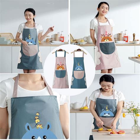 Jsuoeo Apron 2pcs Aprons For Women With Pockets Hand Wipeable Apron