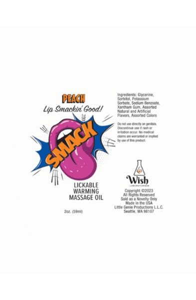 Smack Warming And Lickable Massage Oil Peach 2 Oz Lg Bt407