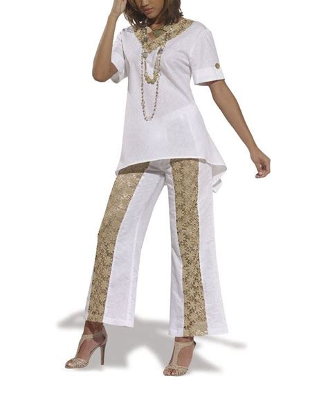 Look At This White Lace Panel Linen Blend Tunic Womens Dress Suits