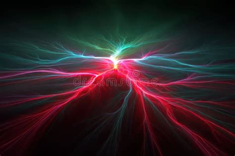 Pulsing Network Of Curved Lines In Red And Blue Against A Dark Background For Abstract Designs