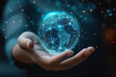 Interface Networks Connect Sphere On Hand Stock Illustration