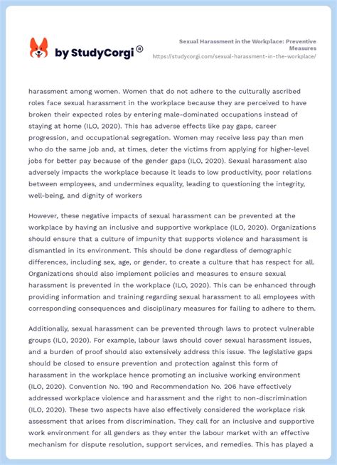 Sexual Harassment In The Workplace Preventive Measures