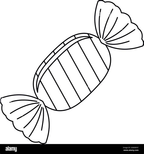 Black And White Candy Icon Clipart In Stroke Outline On White