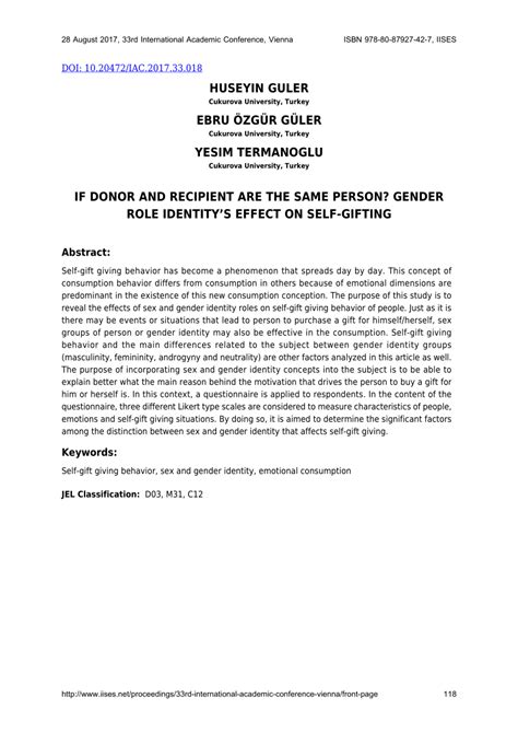 Pdf If Donor And Recipient Are The Same Person Gender Role Identity