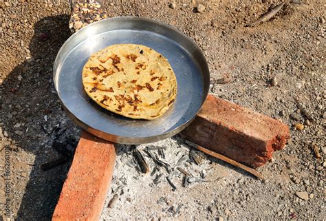 Open Fire Cooking In Gujarati Village Traditional Sorghum Ki Roti Or