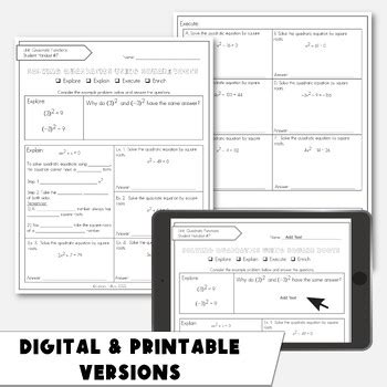 Solving Quadratic Equations Using Square Roots Notes By Lauren Fulton