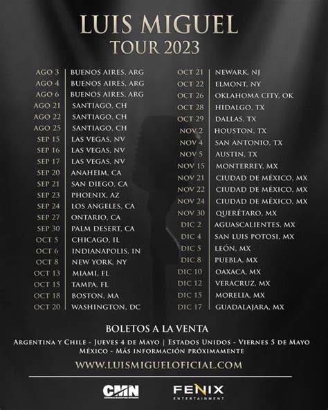 Preventa De Luis Miguel 2023 Oficial En Argentina Y Chile Fechas