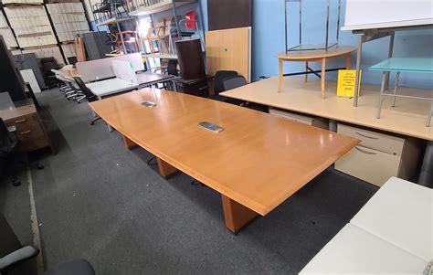 Honey Maple X Conference Table With Power Cheaper Office Solutions